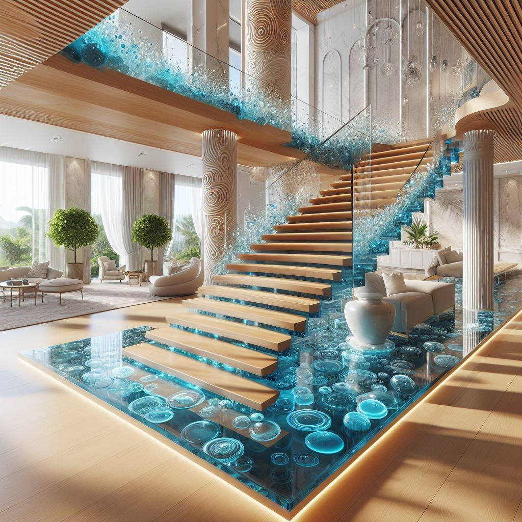 Elevate Your Home with Exquisite Epoxy Wooden Stairs - UB
