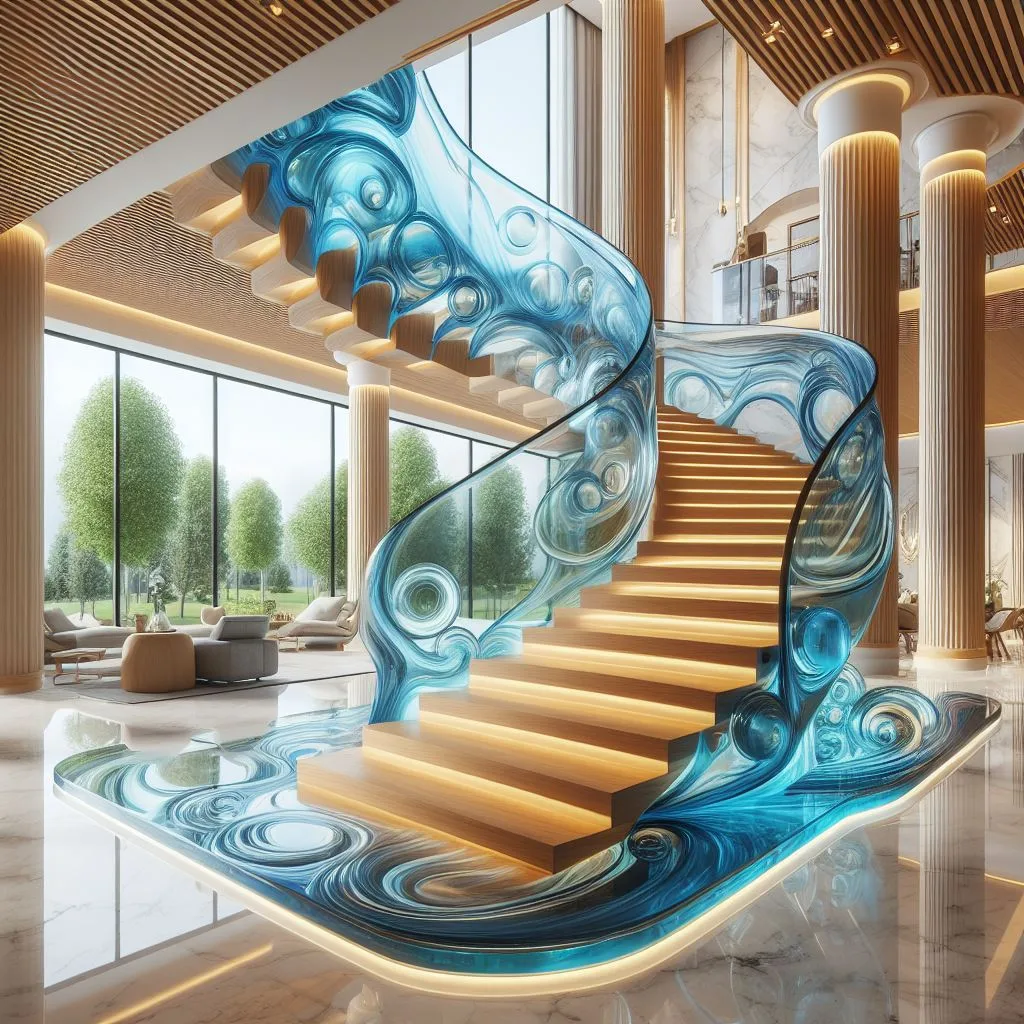 Elevate Your Home with Exquisite Epoxy Wooden Stairs - UB